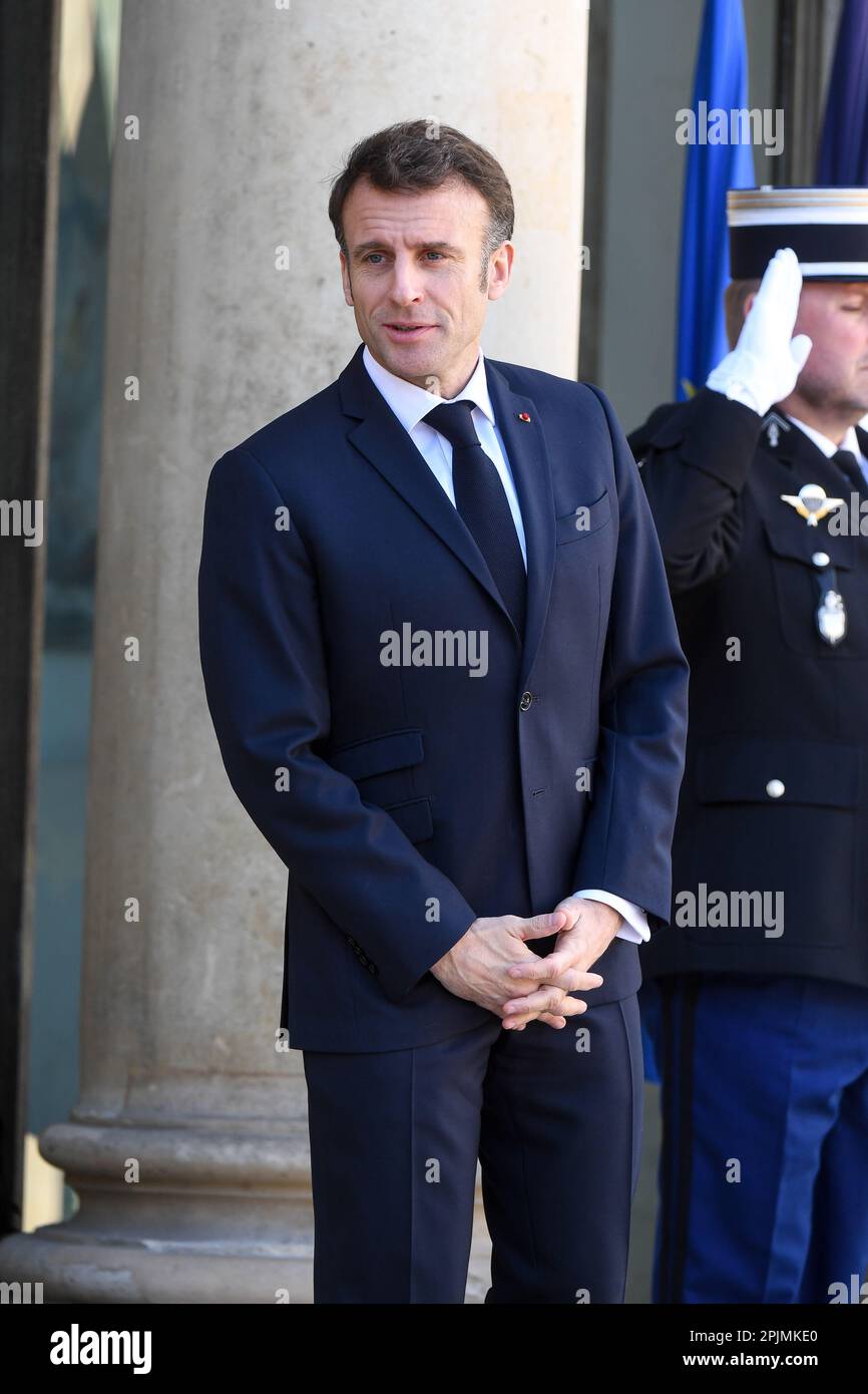 Emmanuel Macron, working lunch with Mrs Ursula Von Der Leyen, The Court ...