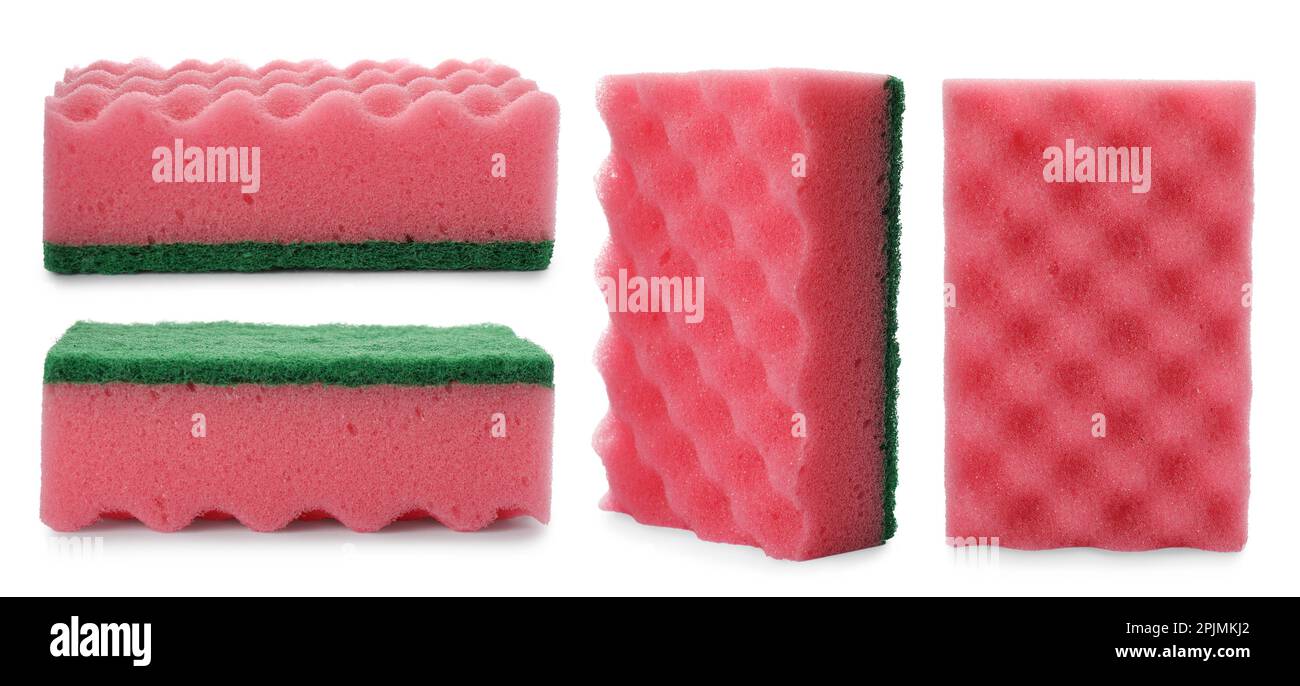 Set with cleaning sponges on white background. Banner design Stock ...