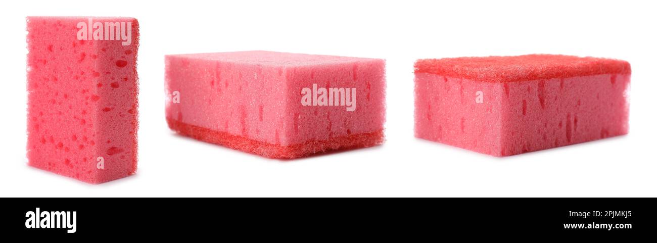 Set with cleaning sponges on white background. Banner design Stock ...