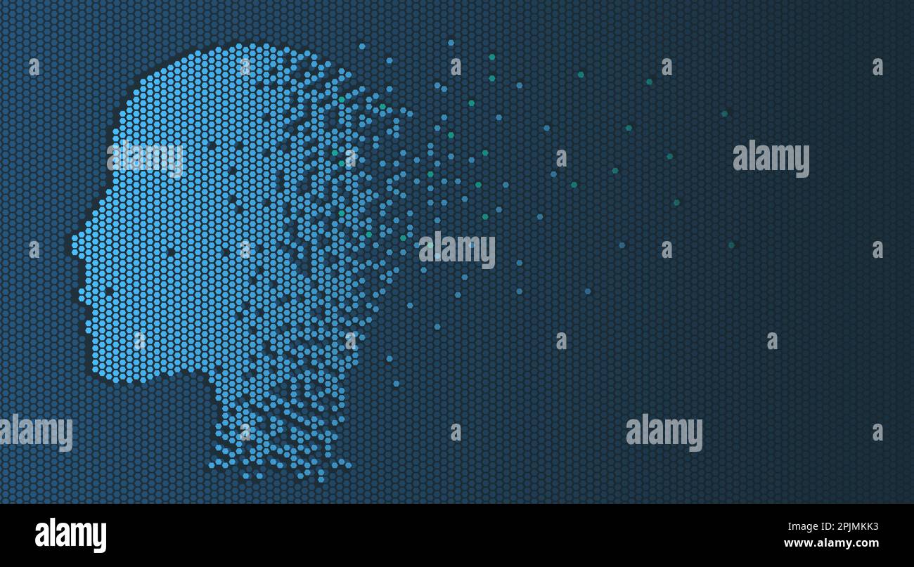 Artificial intelligence technology illustration. Human or robot digital ...