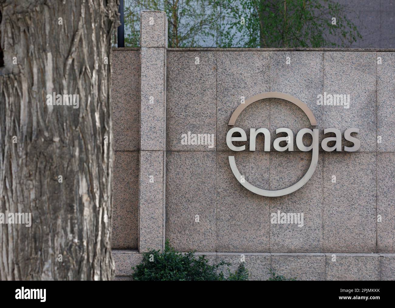 Facade of the Enagás headquarters on April 3, 2023, in Madrid (Spain ...