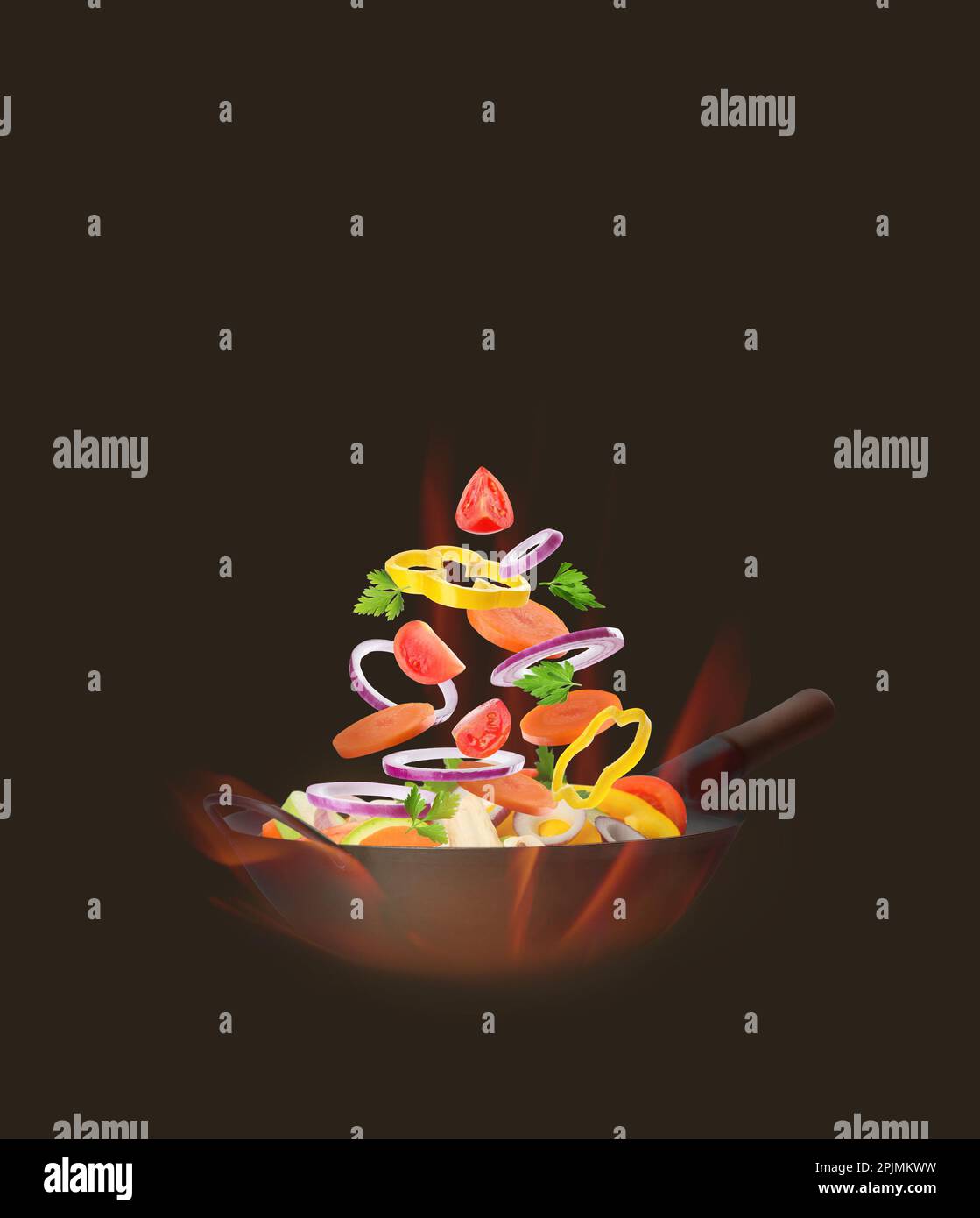 Wok tasty ingredients fire hi-res stock photography and images - Alamy