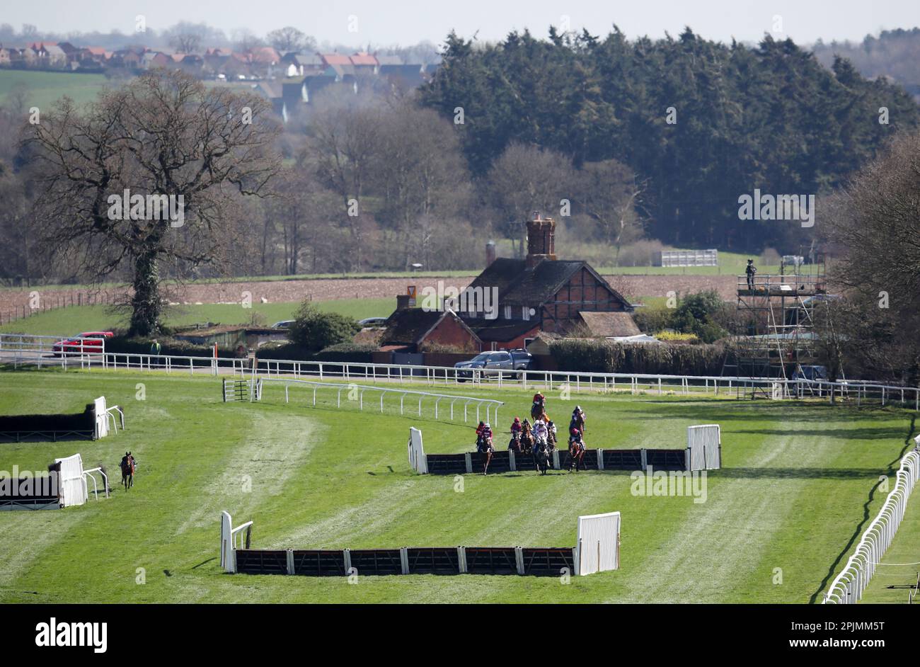 Runners and riders during the JM Construction Mares' Novices' Hurdle at ...