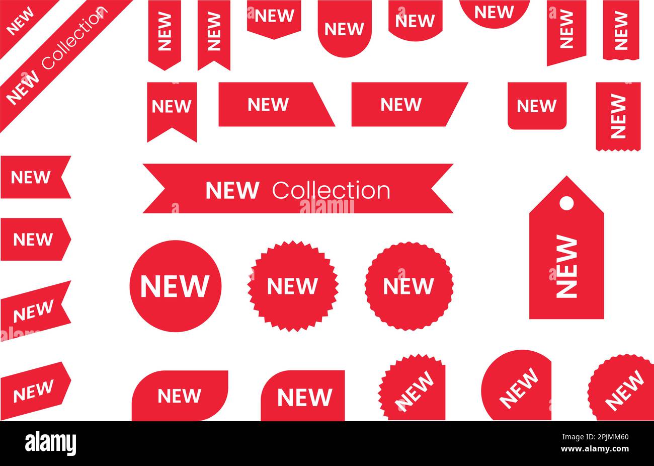 Red badges, labels or stickers collection. New red label. Promo ...