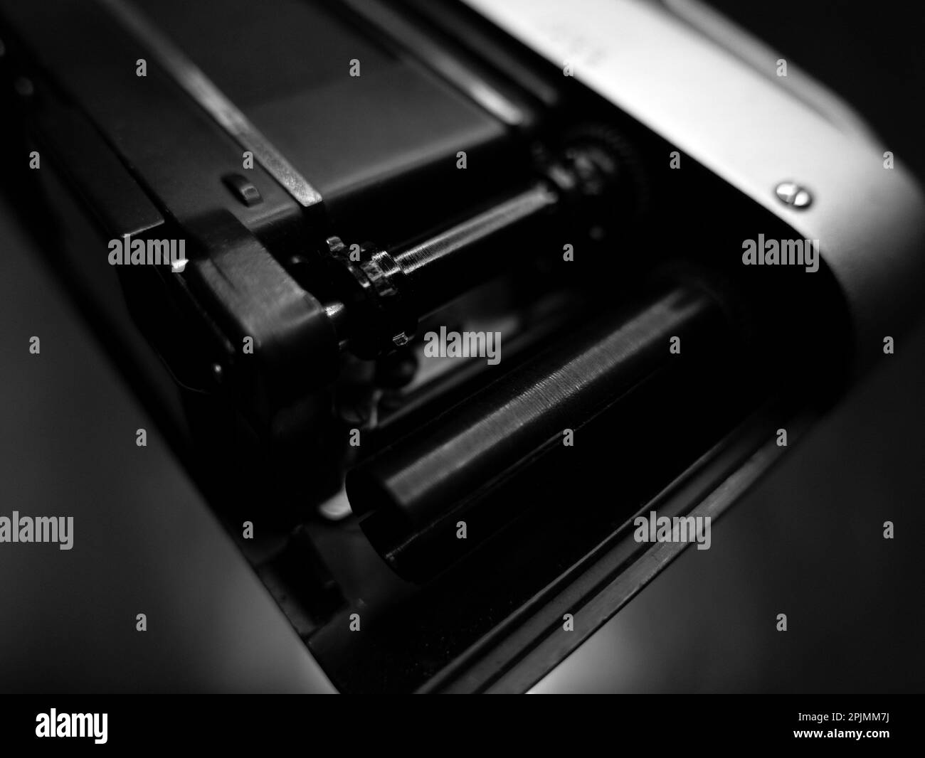 A grayscale shot of the small parts of an old vintage camera Stock ...
