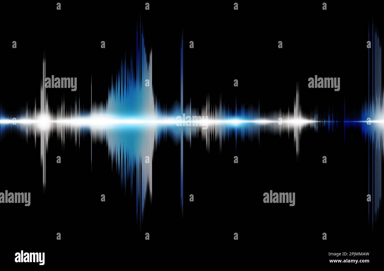 Illustration of dynamic sound wave on black background Stock Photo - Alamy