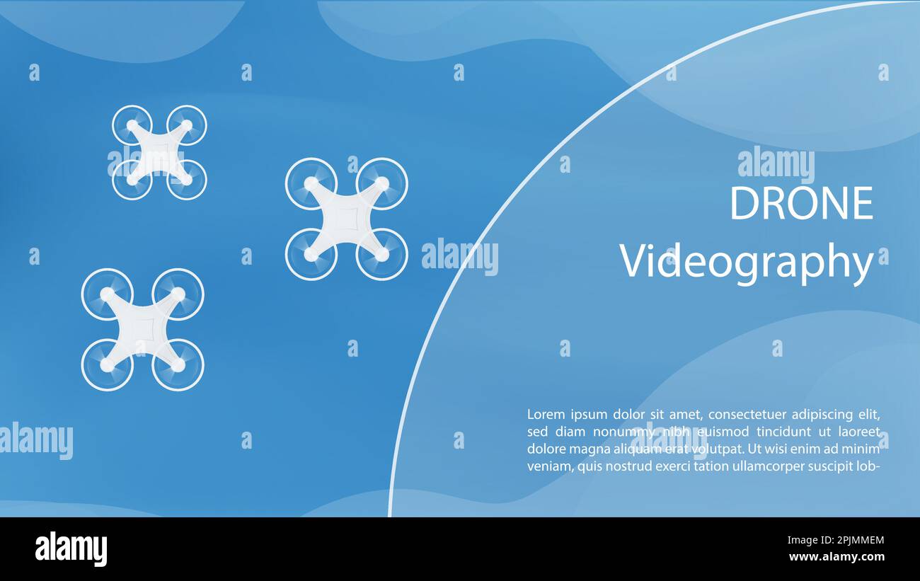 Some drones flying above blue background or sea, ocean, water. Drone ...