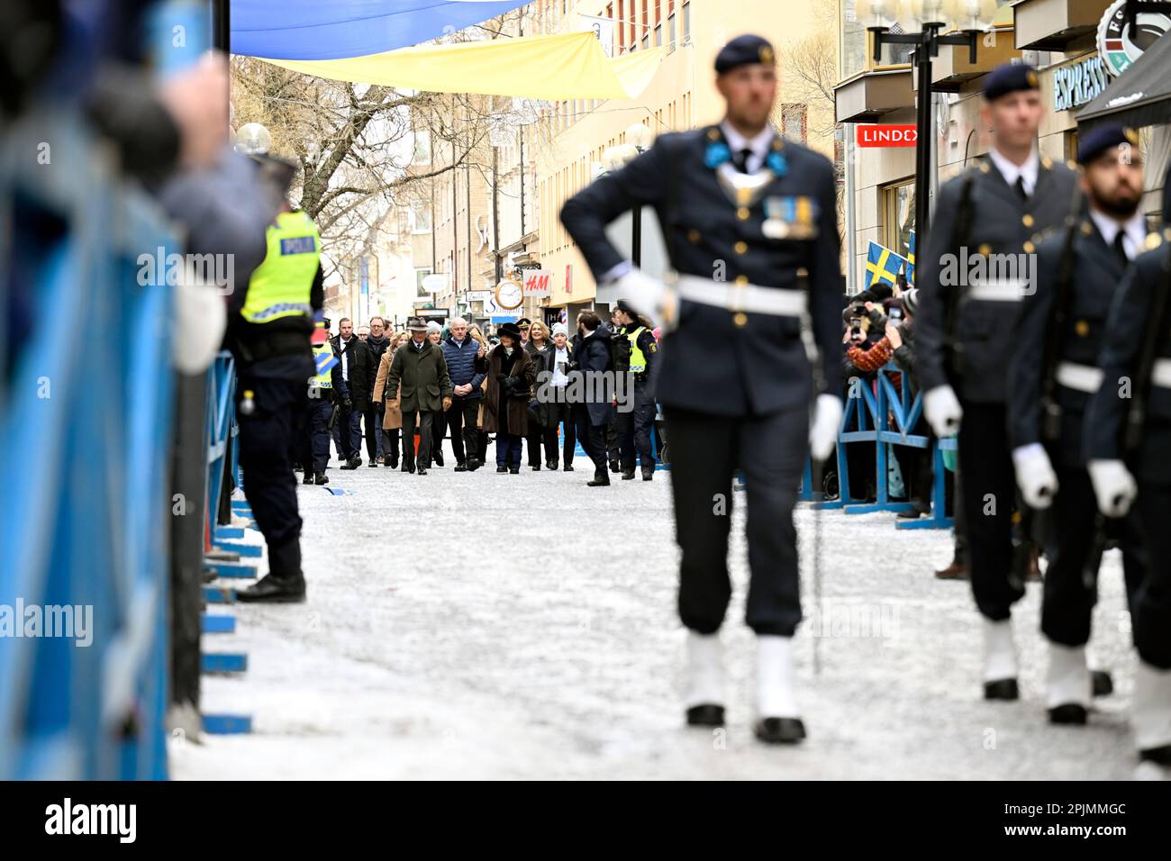 Sweden's King Carl XVI Gustaf and Queen Silvia visit Ostersund in Jamtland County on 3 April ...