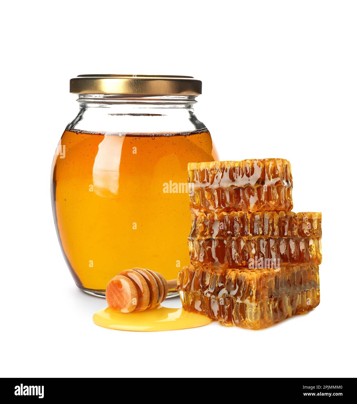 Tasty natural honey on white background. Organic product Stock Photo ...