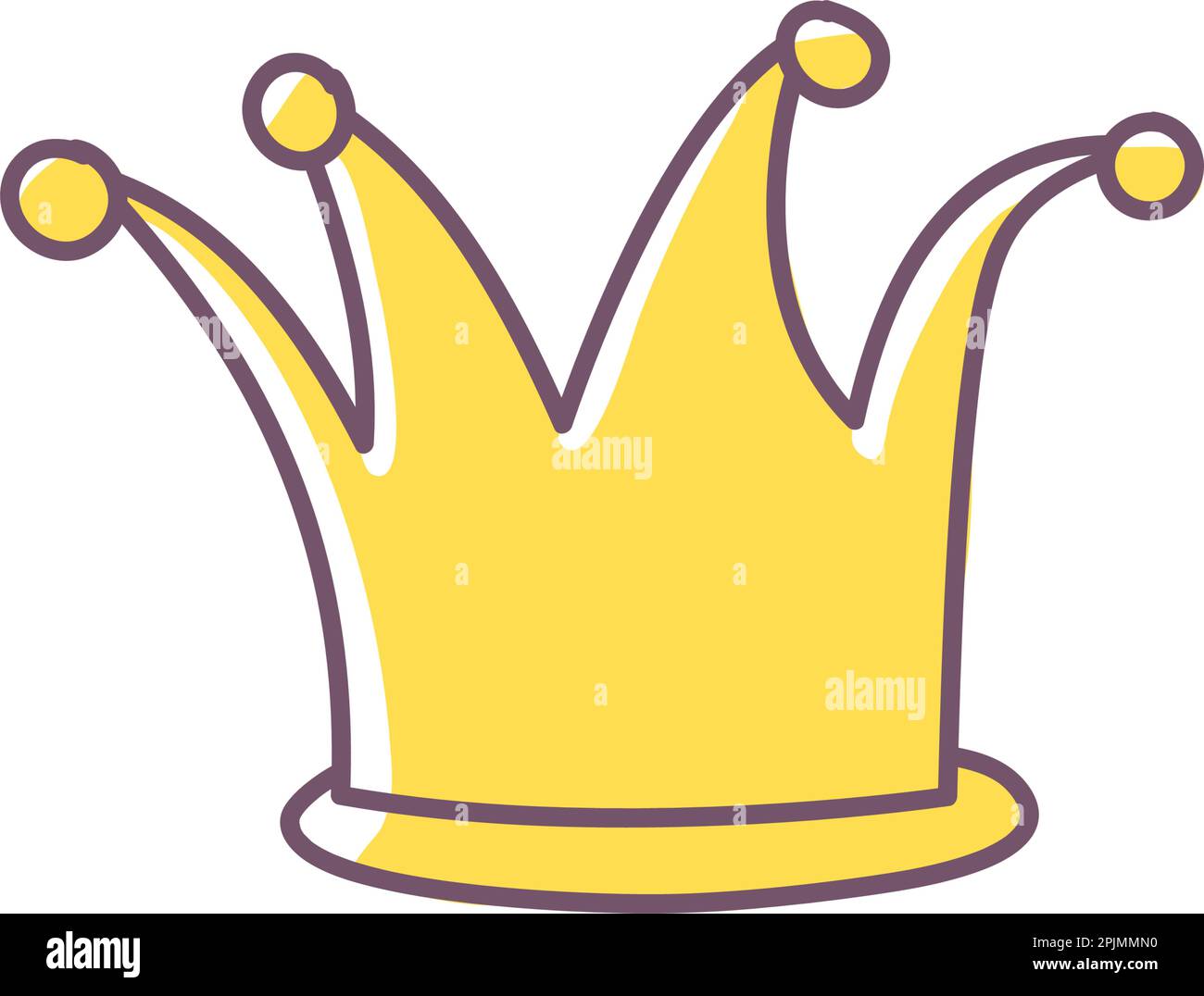 Golden cartoon doodle illustration. Funny king, queen, princess crown ...
