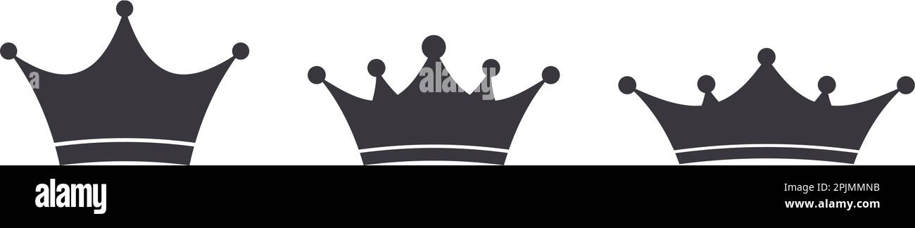 Crown icons collection. Royal, luxury symbols. King, queen, princess ...