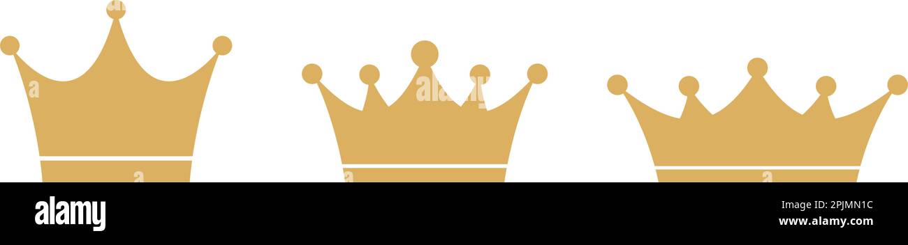 Golden crown icons collection. Royal, luxury symbols. King, queen ...