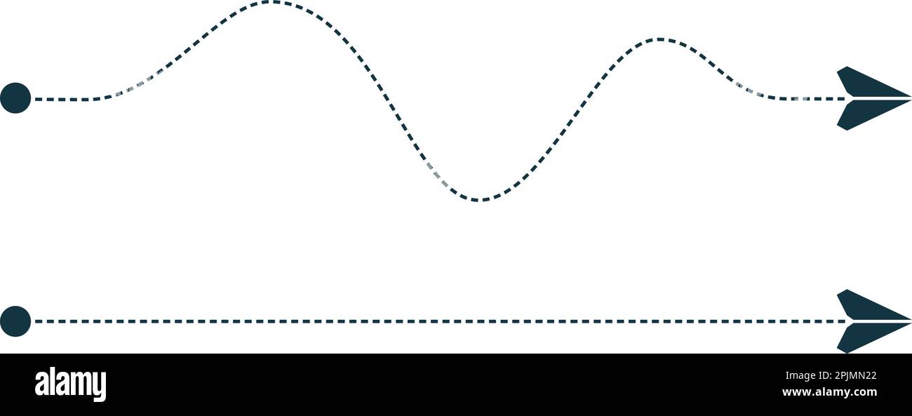 Paper plane flying along the dotted path. Travel, shipment, delivery or ...