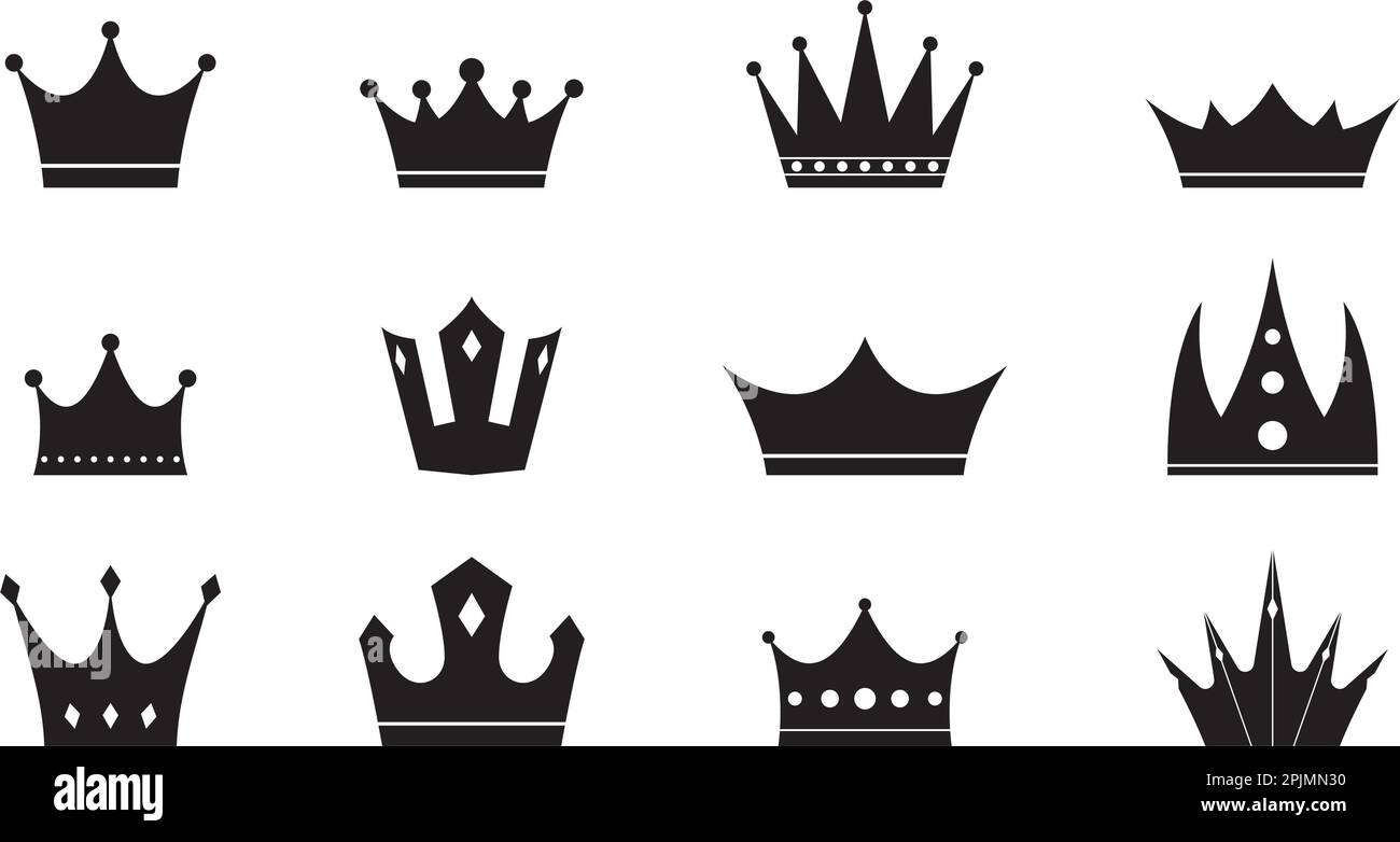 Crown icons collection. Royal, luxury symbols. King, queen, princess crown set. Premium awards ...