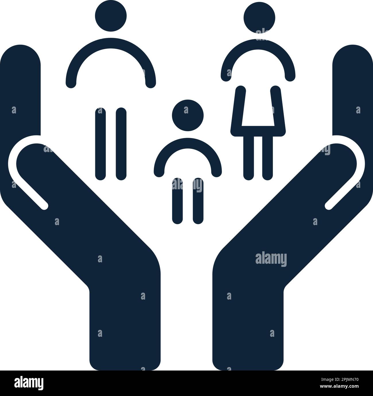 Family care concept. Hands holding small family - father, mother and ...