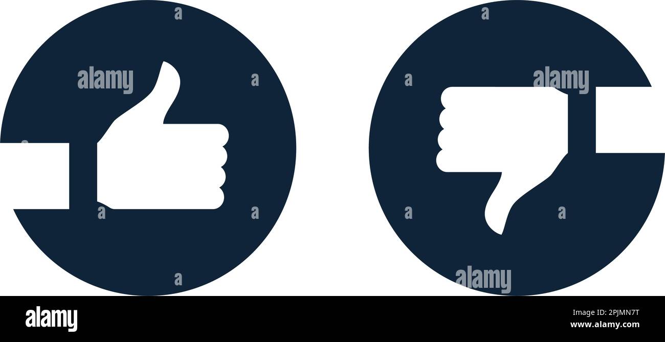 Like and dislike icons with hand and thumb up. Like and dislike button ...