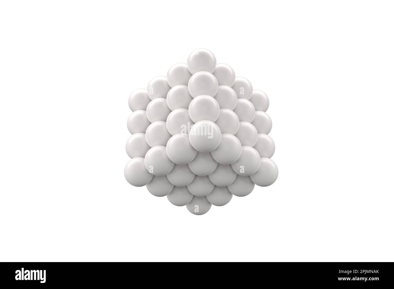 White spheres forming a geometrical cube shape levitating on white ...