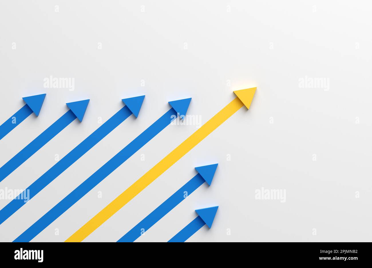 Business competition and competitive advantage concept. Progress and success. Yellow arrow ...