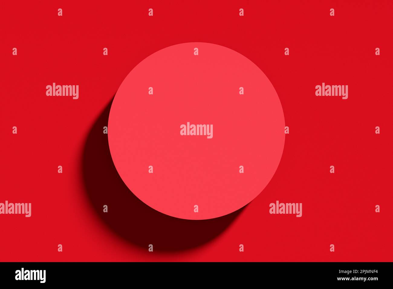 Modern empty red round circle podium, platform or pedestal on red ...