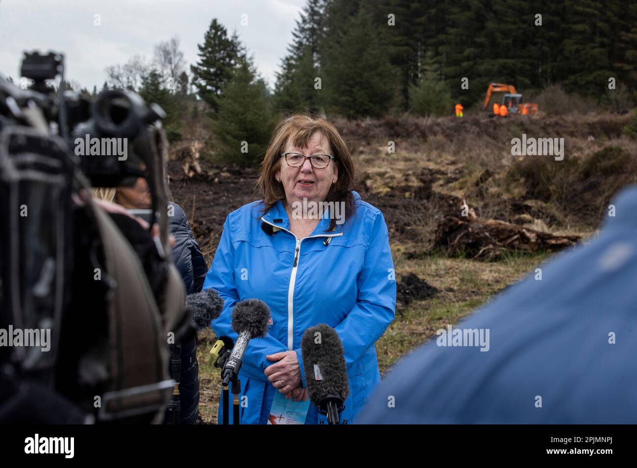 Dympna Kerr, the sister of Columba McVeigh, speaks to the media at ...