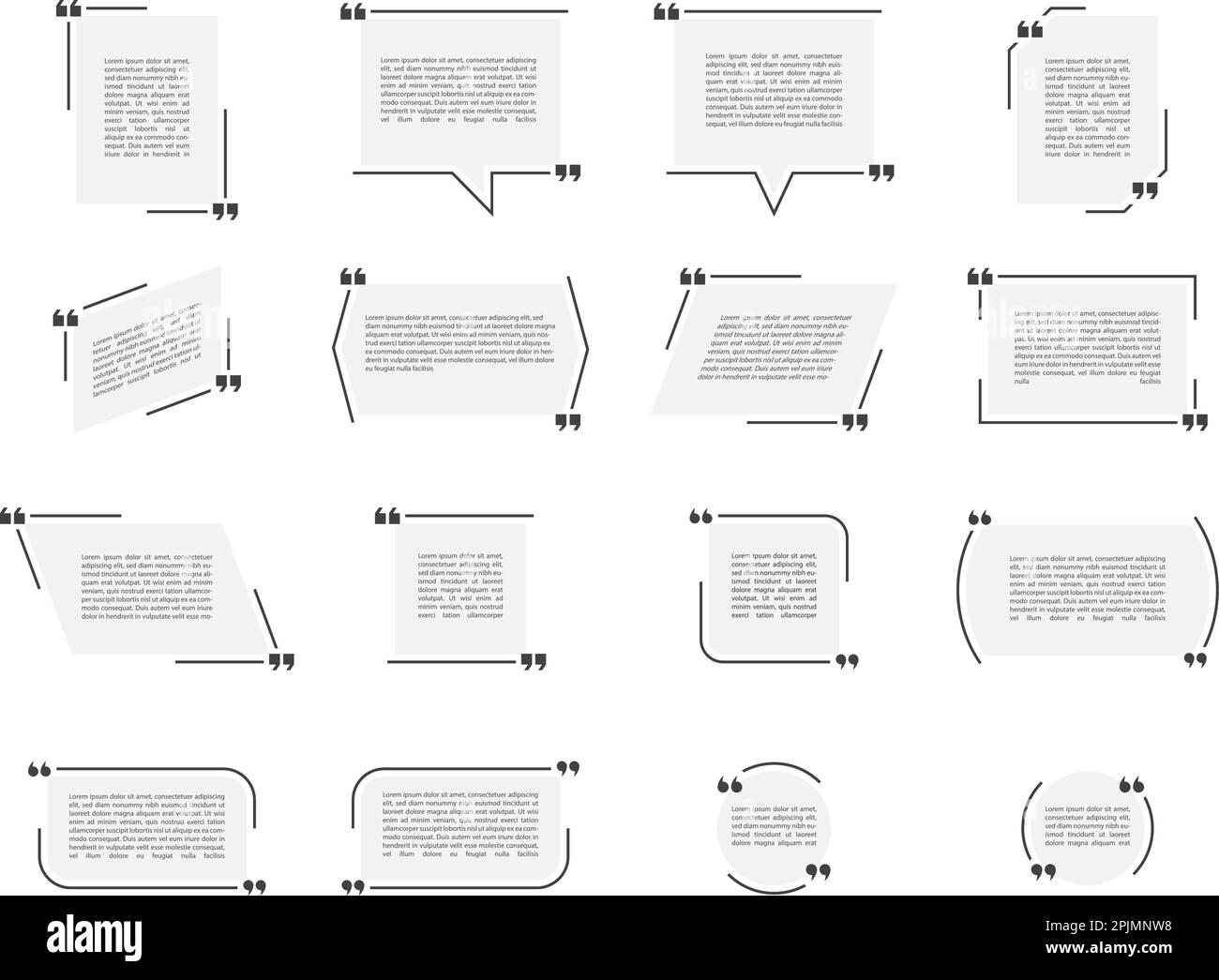 Set of quote box or bubbles on the gray background. Note, quotation ...