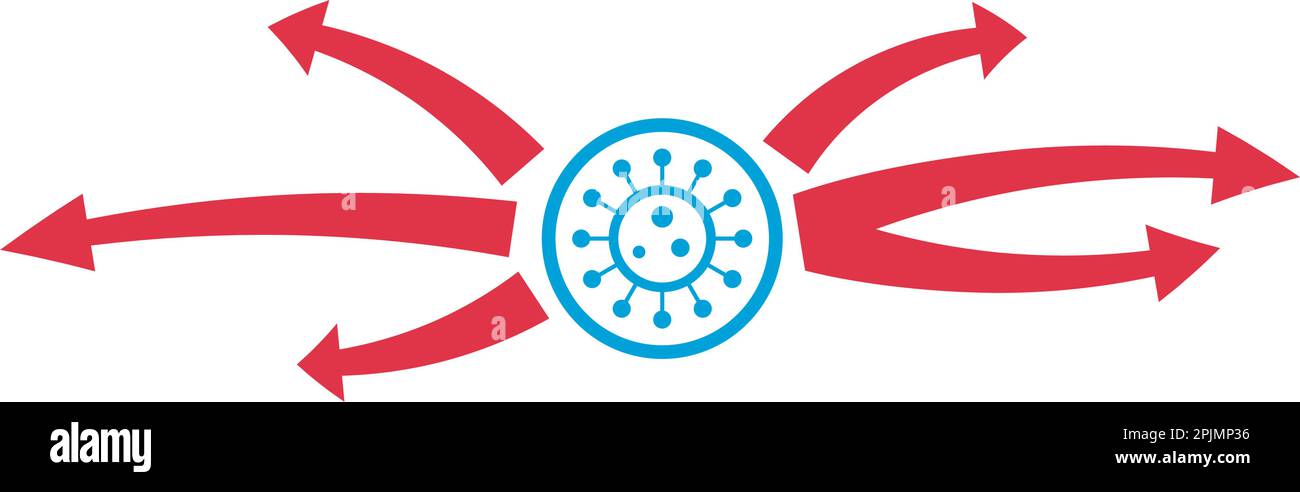 Virus spread as war attack or assault concept. Virus spread red arrows. Coronavirus spreading ...