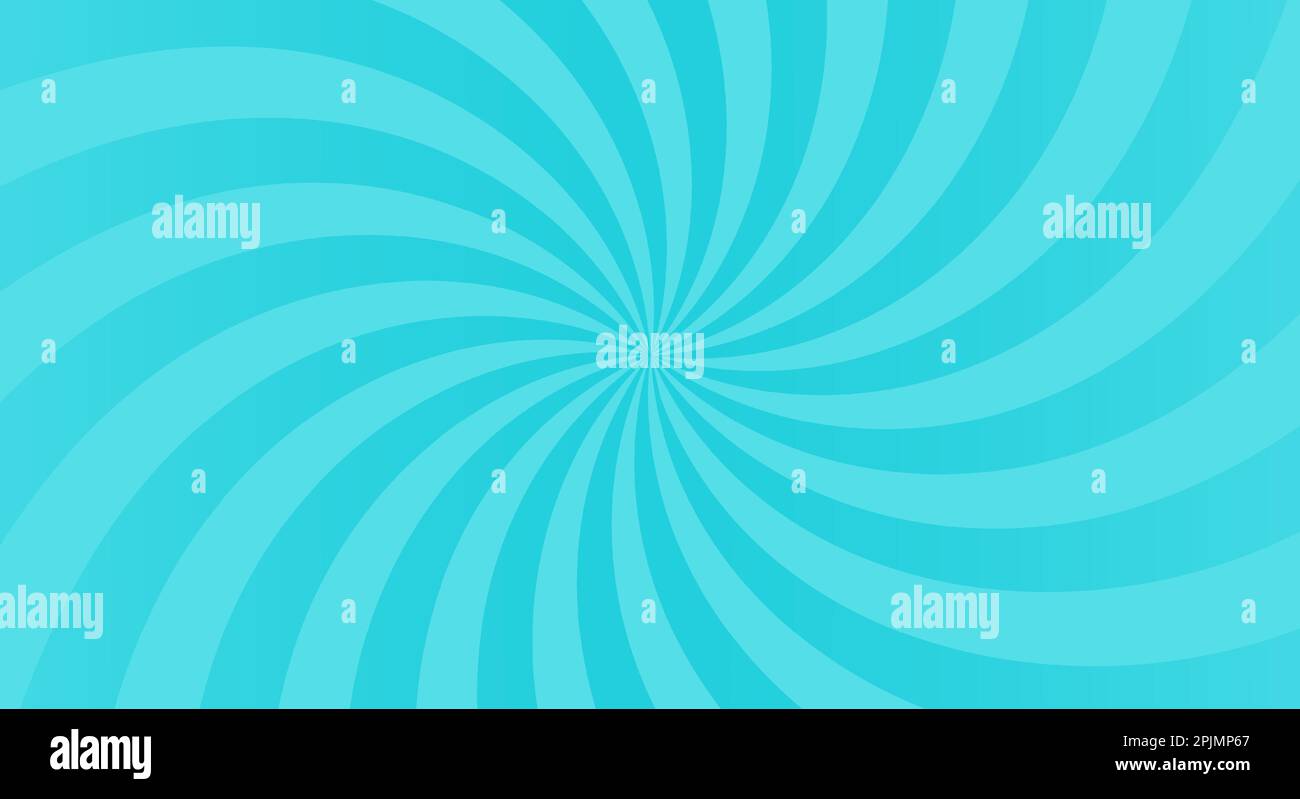Sunburst background with turquoise ray. Spiral curved rotating ...