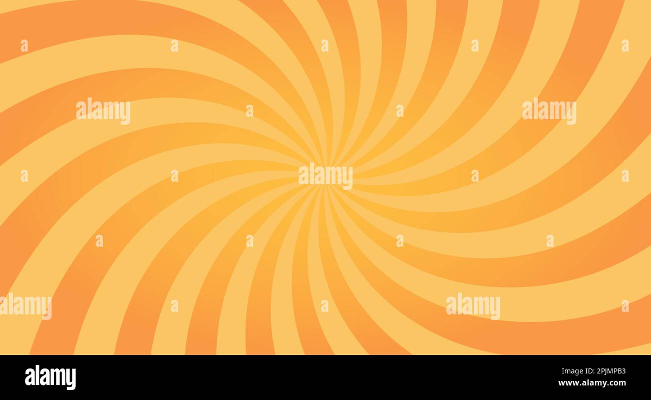 Sunburst background with yellow ray. Spiral curved rotating background ...