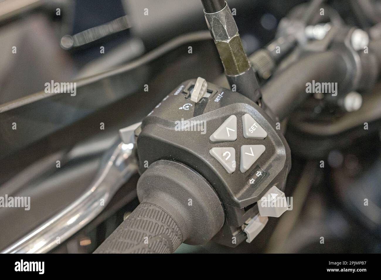 Cruise Control Buttons at Big Motorcycle Long Travel Stock Photo - Alamy