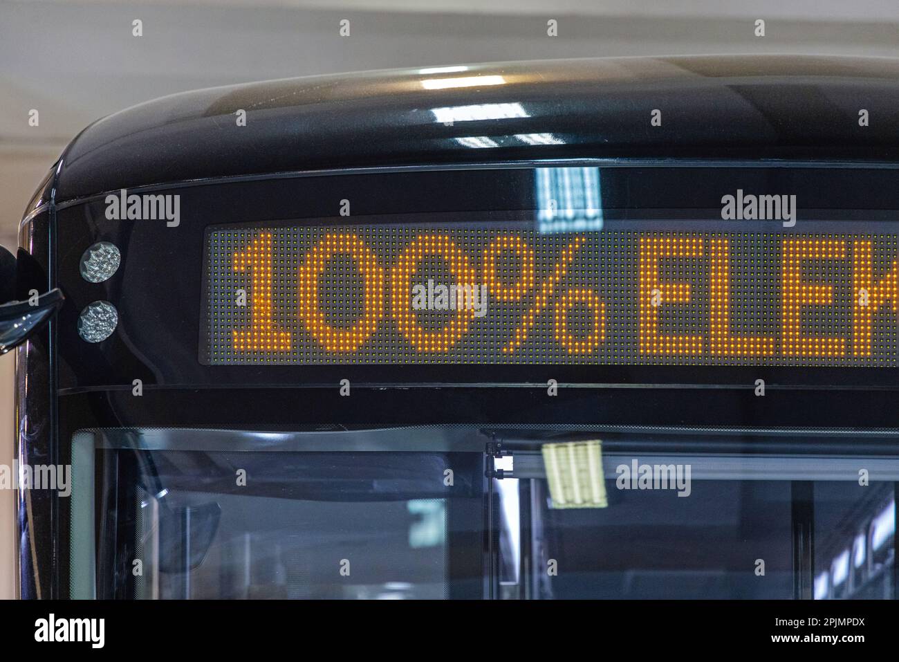 Led Sign Hundred Percent Electric Power Bus Public Transport Stock ...
