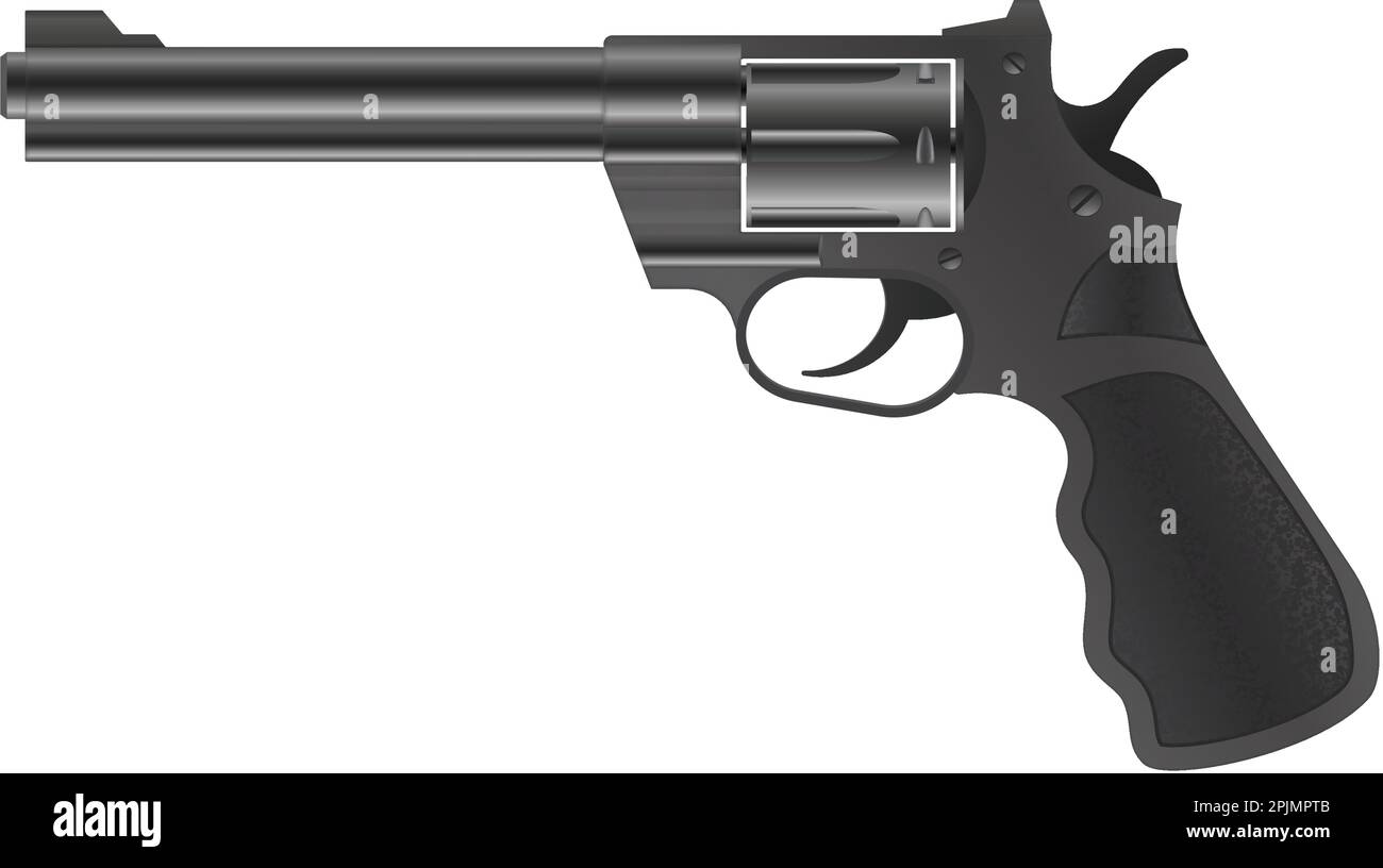 3d realistic revolver gun. Modern gun, handgun on isolated background ...