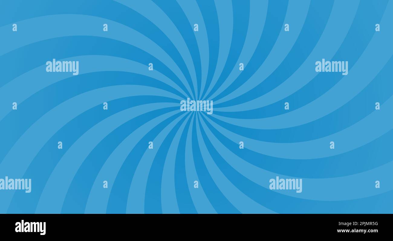 Sunburst background with blue ray. Spiral curved rotating background ...