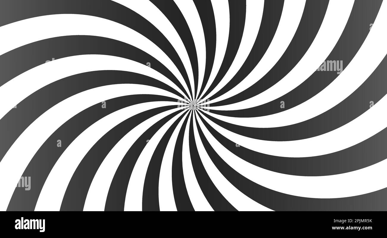 Sunburst background with black, white and gray rays. Spiral curved ...