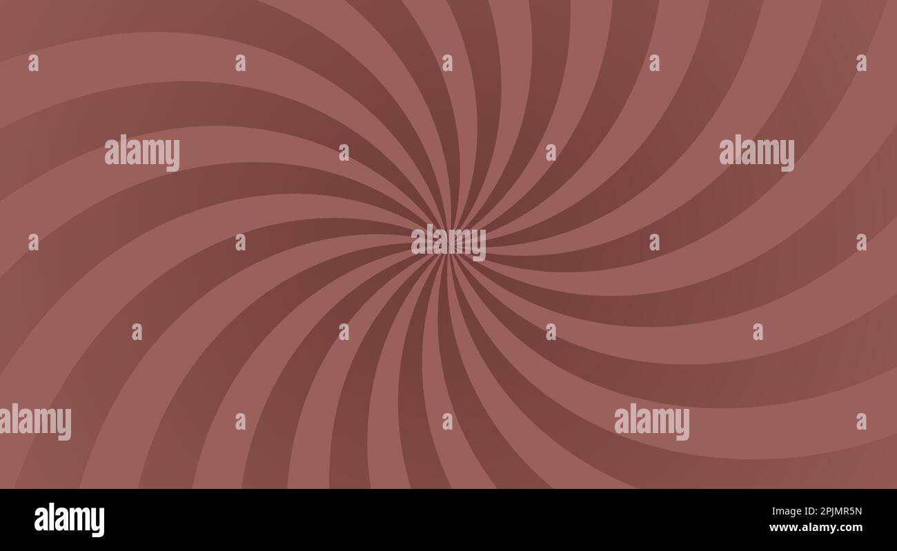 Sunburst background with chocolate brown ray. Spiral curved rotating ...