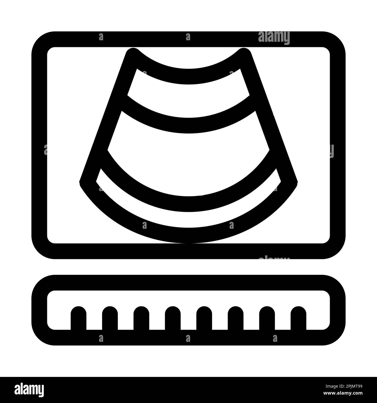 Ultrasound diagnostics line icon. Ultrasound procedure, device symbol ...