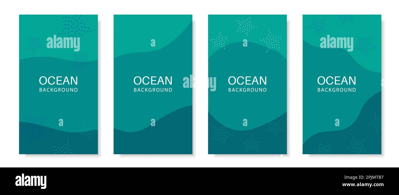 Ocean, sea template. Abstract green background with sea stars. Green ...