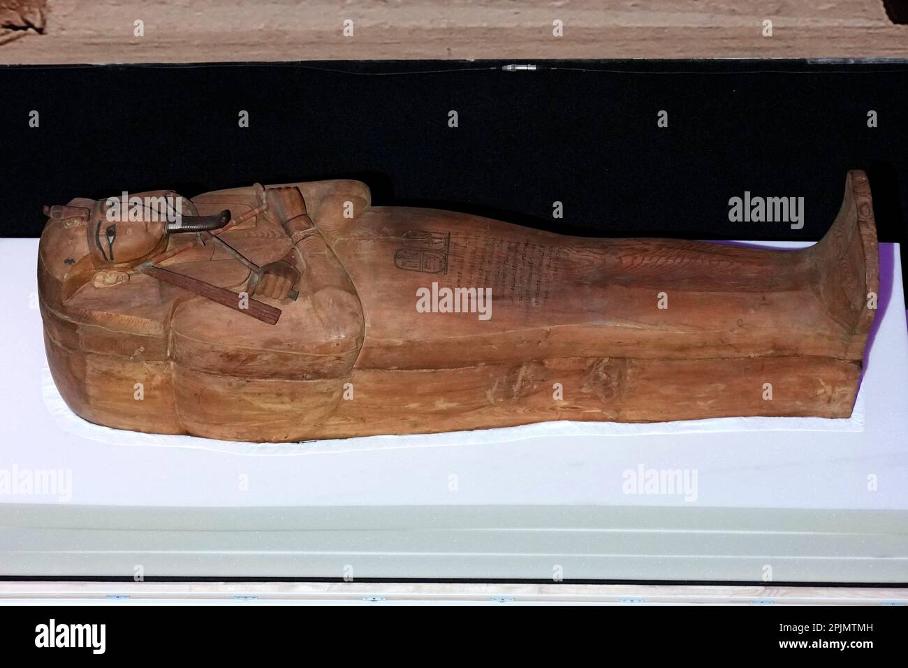 The Coffin of King Ramses II is on display during an unveiling ceremony ...