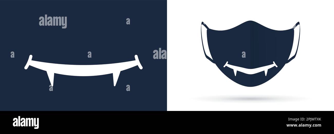 Vampire face mask print, template. Scary, spooky protective mask design ...