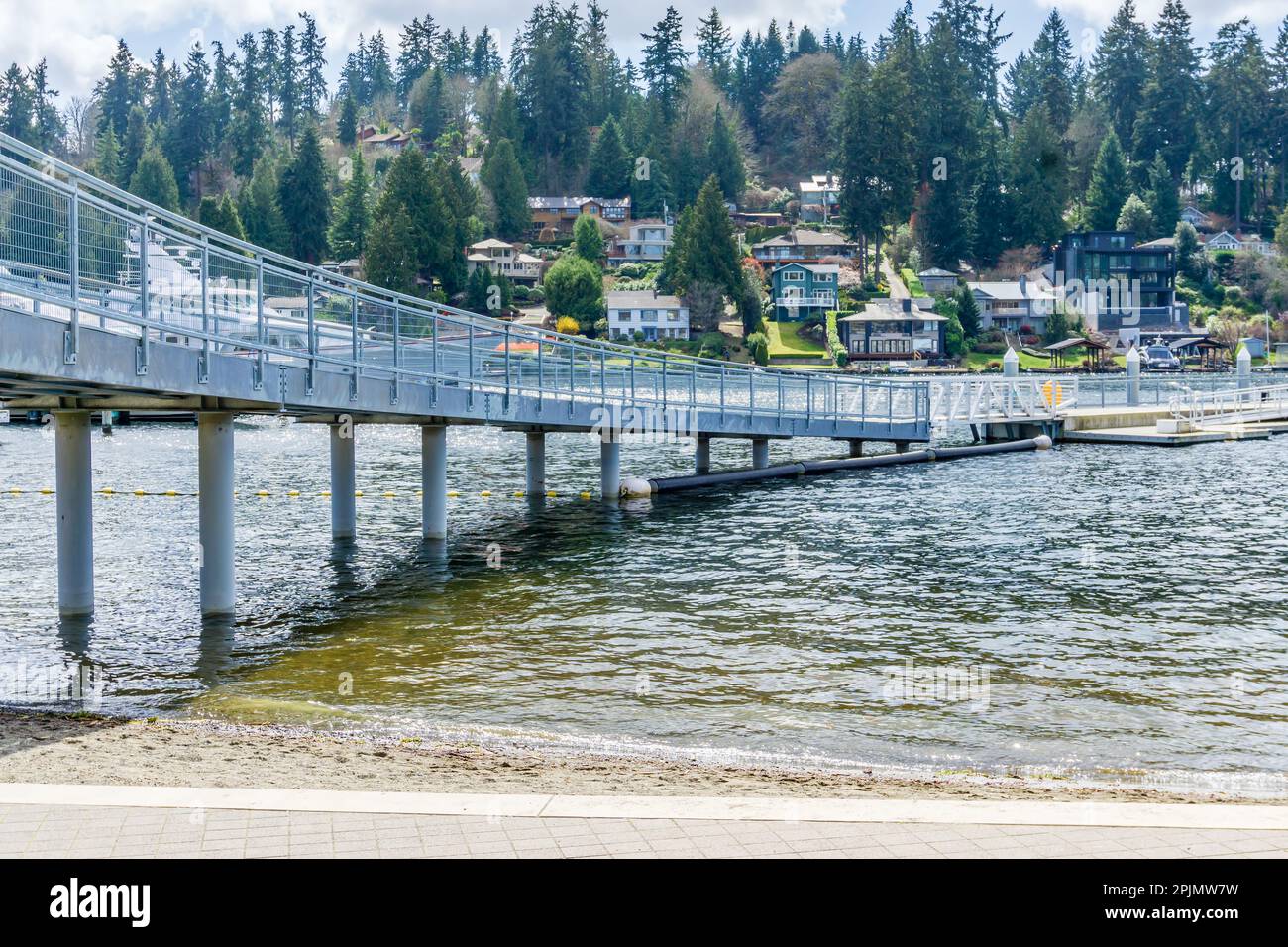 A view from below the pier at Meydenbauer Bay Park in Bellevue ...