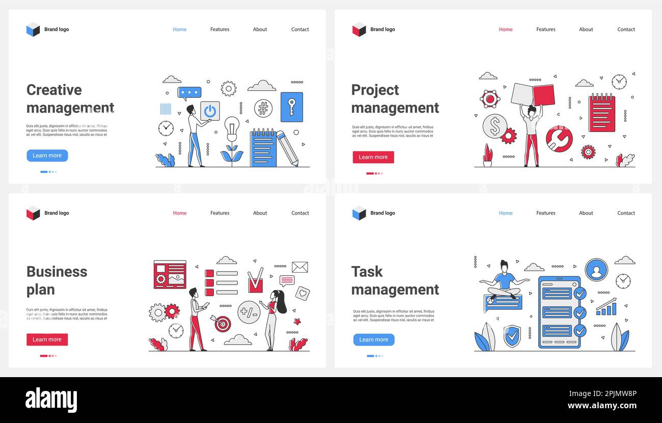 Project management, business plan and list task set vector illustration ...