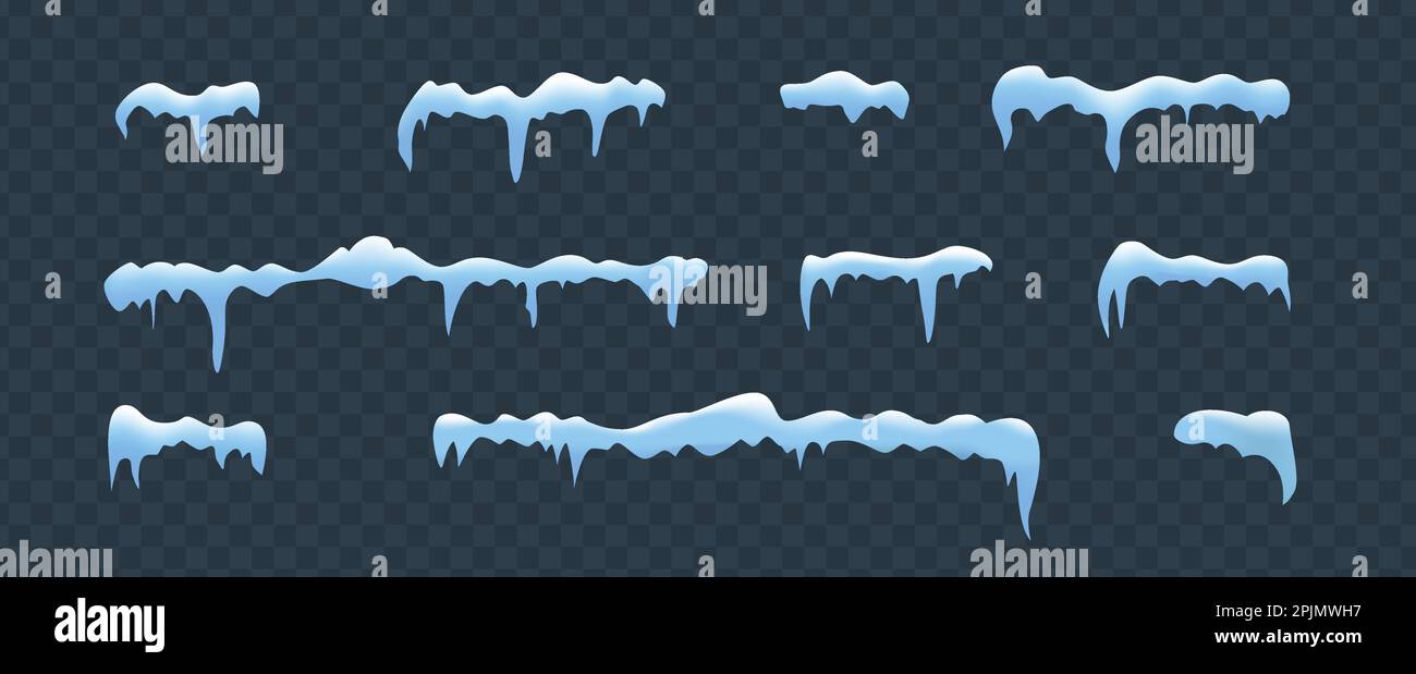 Frost decoration collection for frames. Horizontal frozen snow set ...