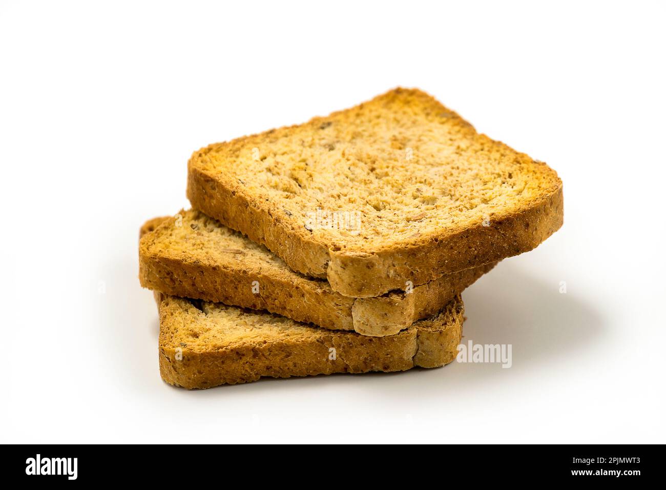 Crackers of dried rye bread, stacked on top of each other, white ...