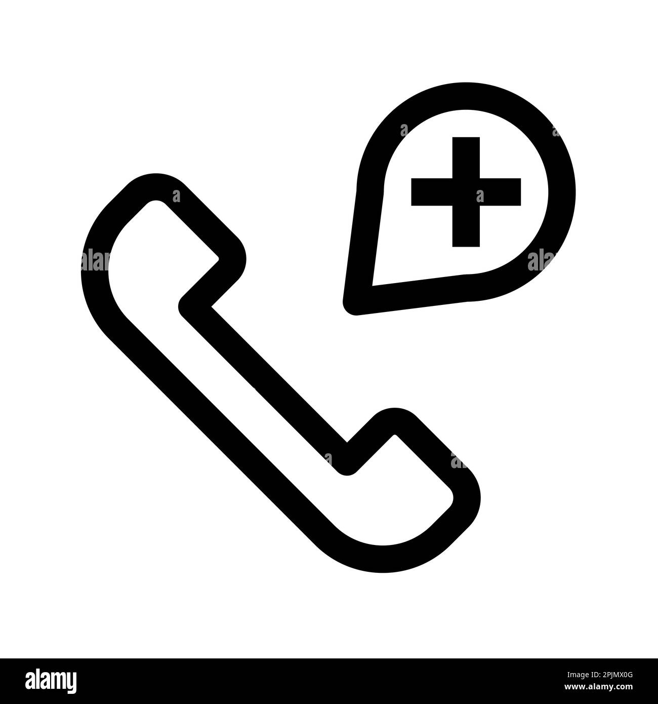 Emergency call icon. Doctor call by phone. Medical help, service symbol or sign. Phone handset ...