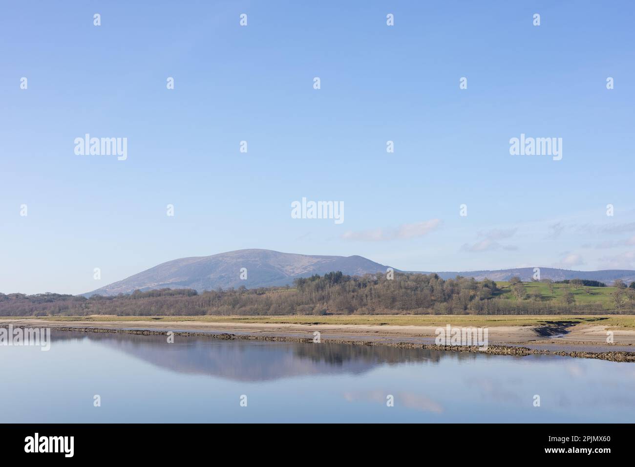 View of Criffel from the village of Glencaple, early spring day with ...