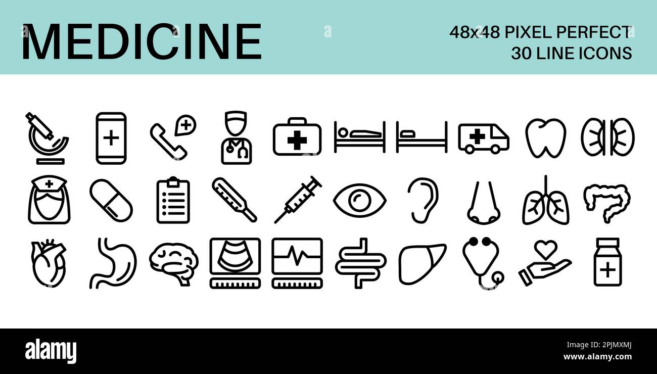 Medical icons. Medicine theme set of icons. Set includes human organs ...