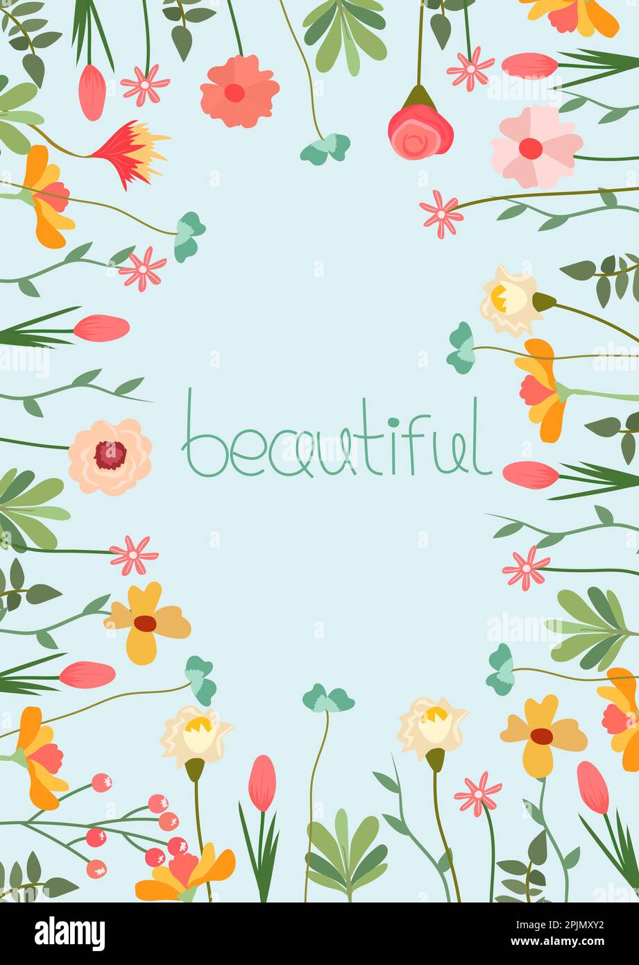 An eye-catching floral backdrop with a of blossoming multicolored ...