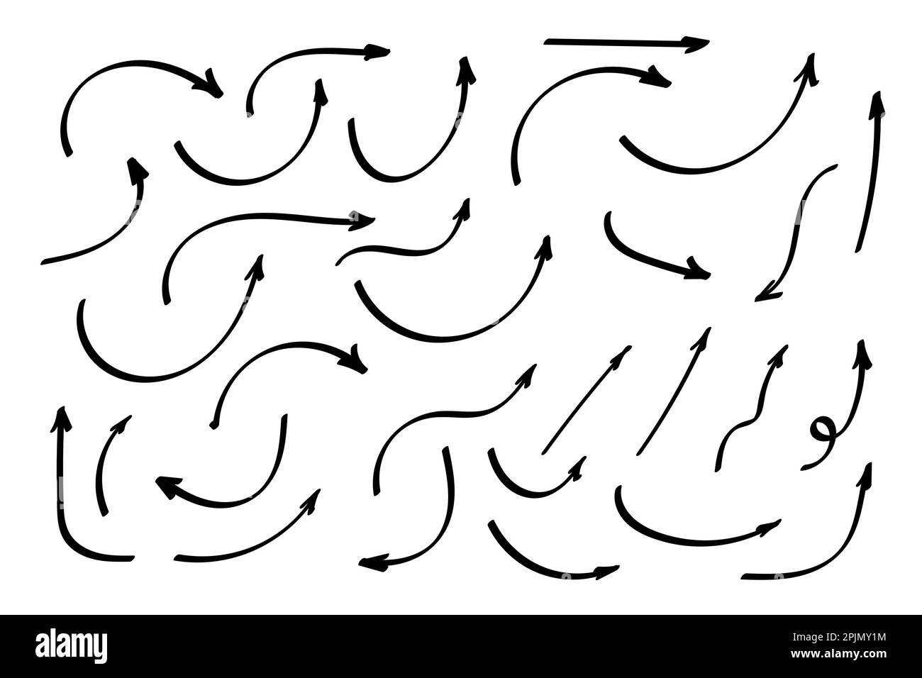 Doodle arrows set or collection. Hand-drawn shapes, directions signs or ...