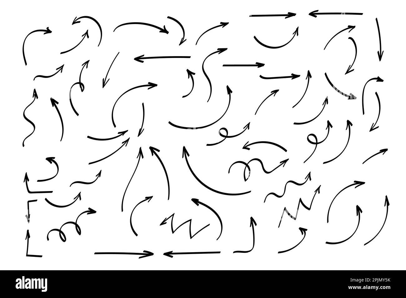 Doodle arrows set or collection. Hand-drawn shapes, directions signs or ...