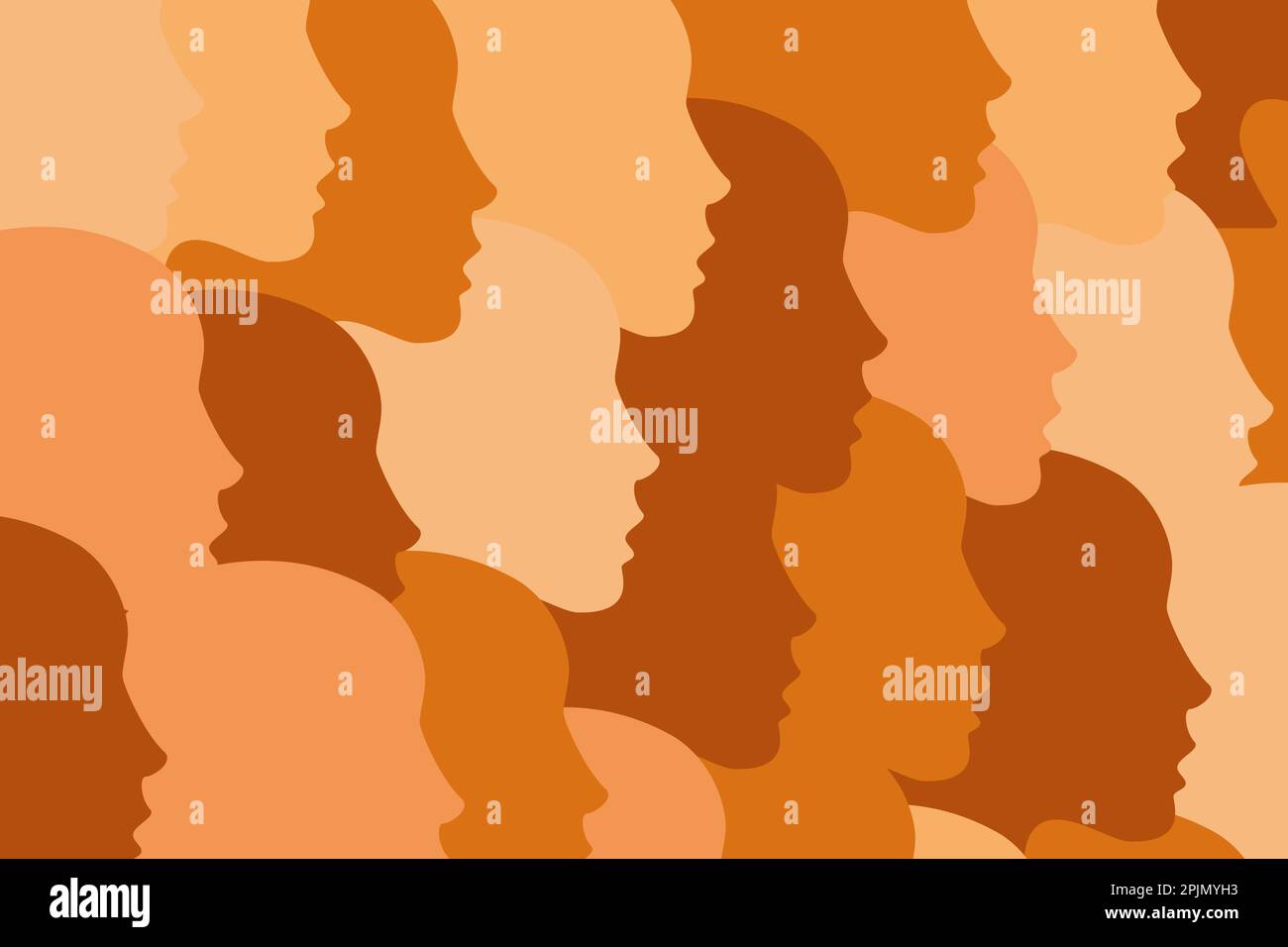 National diverse or race diverse concept. Female face silhouettes with ...