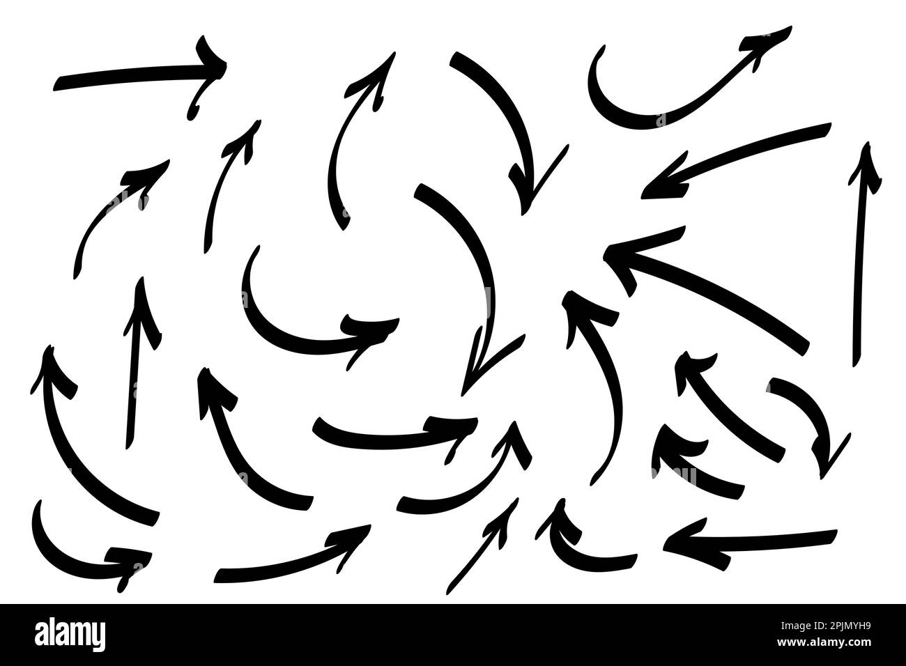 Doodle arrows set or collection. Hand-drawn directions signs or symbols ...